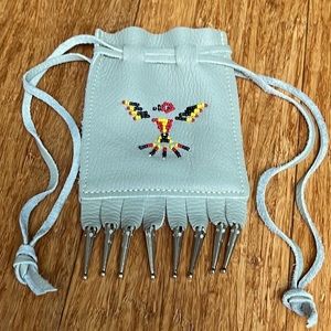 Bags | New Gray Leather Beaded Medicine Pouch | Poshmark